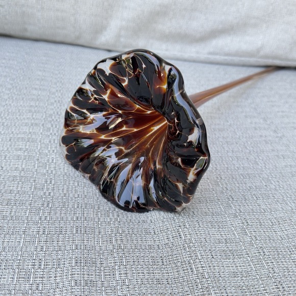 Art | Vintage Hand Blown Murano Style Art Amber Glass Long Stem Flower ...